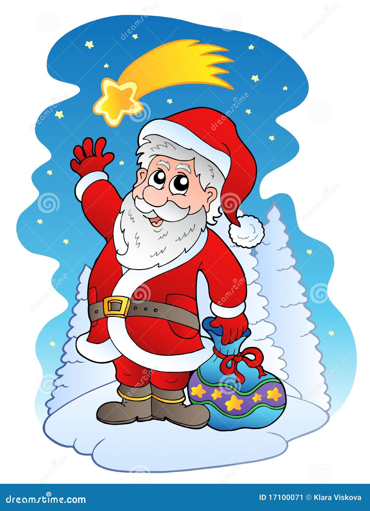 Santa Claus with comet stock vector. Illustration of cartoon - 17100071