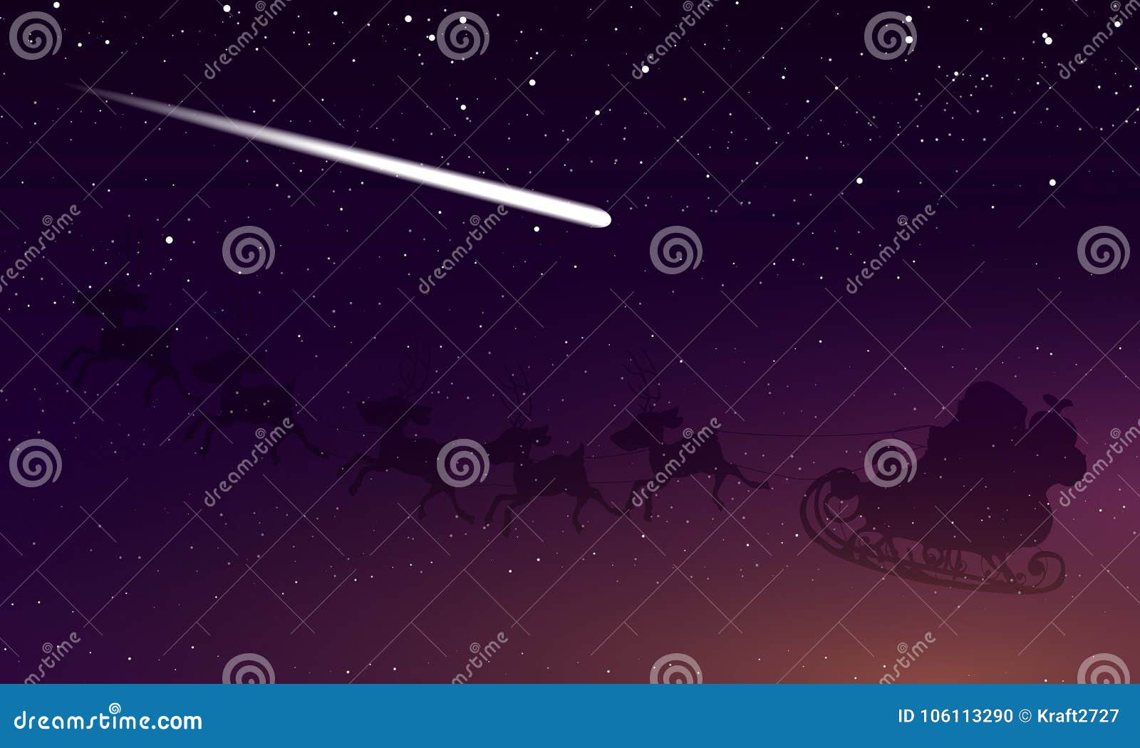 Santa Claus and Comet in the Night Starry Sky Stock Vector ...