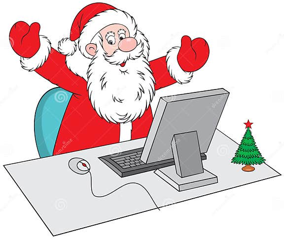 Santa Claus with computer stock vector. Illustration of claus - 10744140