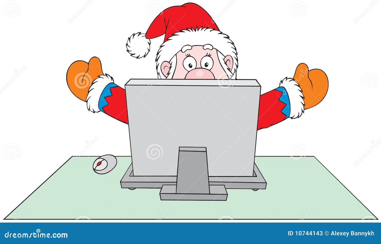 Santa Claus with computer stock vector. Illustration of computer - 10744143
