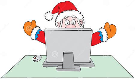Santa Claus with computer stock vector. Illustration of computer - 10744143
