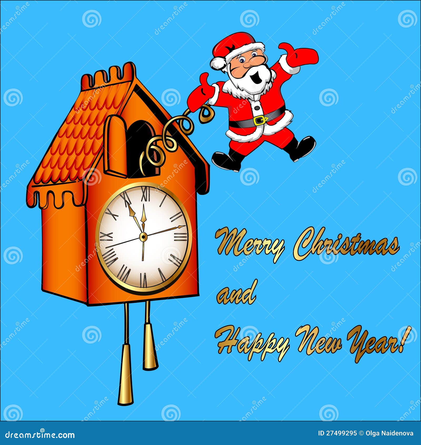 Santa Claus Congratulates from a Cuckoo Clock Stock Vector ...