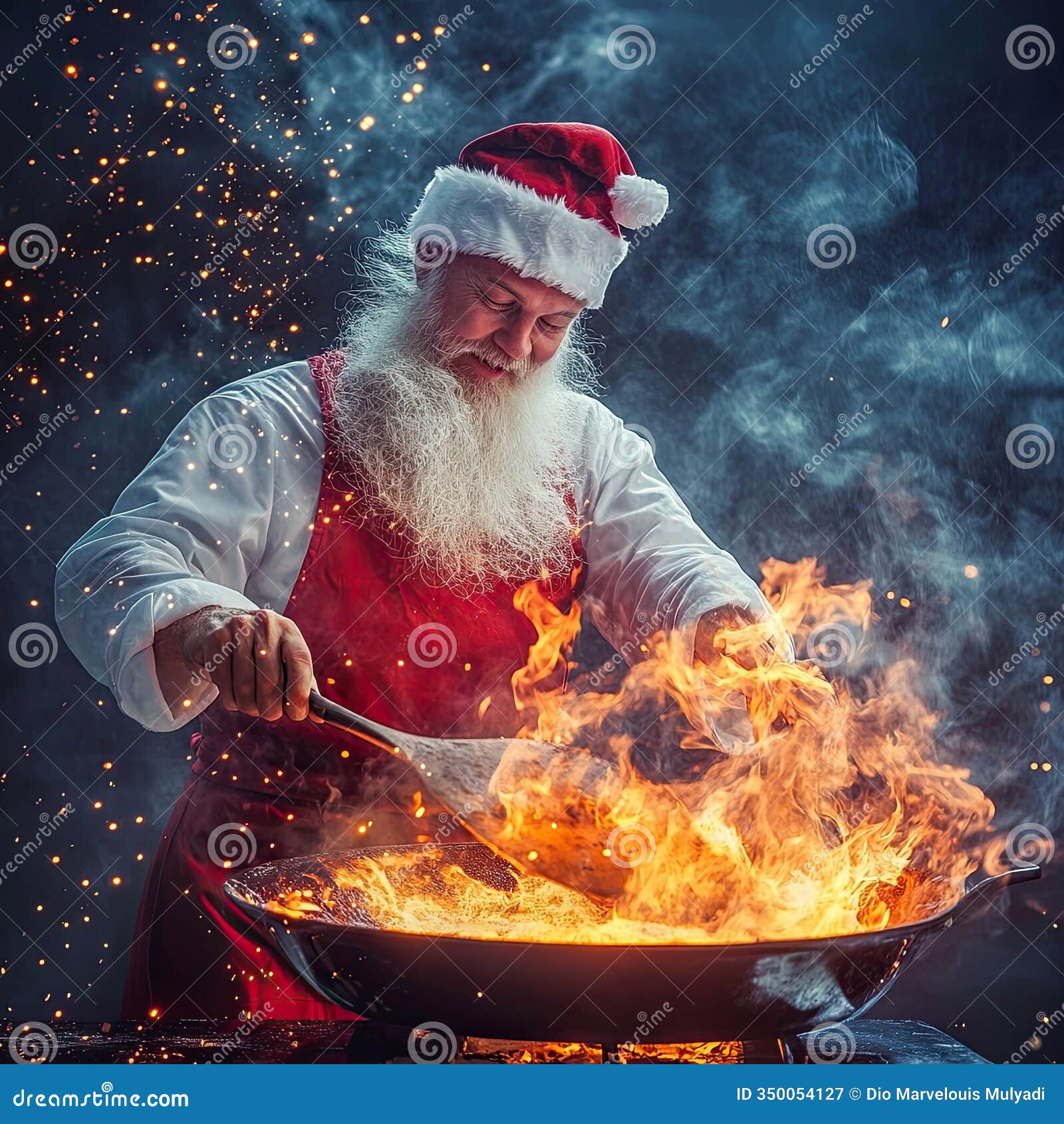 Santa Claus Cooking Christmas Dinner Stock Illustration - Illustration ...