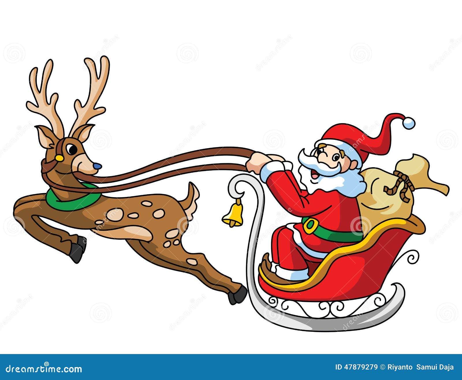 Santa Claus with Deer and Gift Stock Vector - Illustration of claus ...
