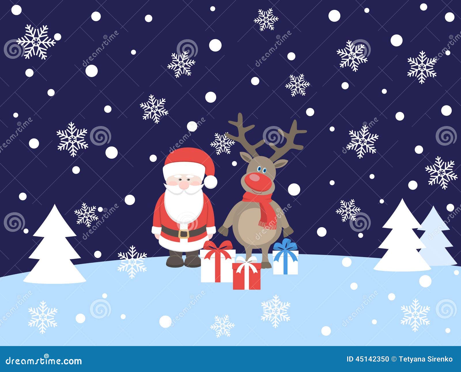 Santa claus with deer stock vector. Illustration of merry - 45142350