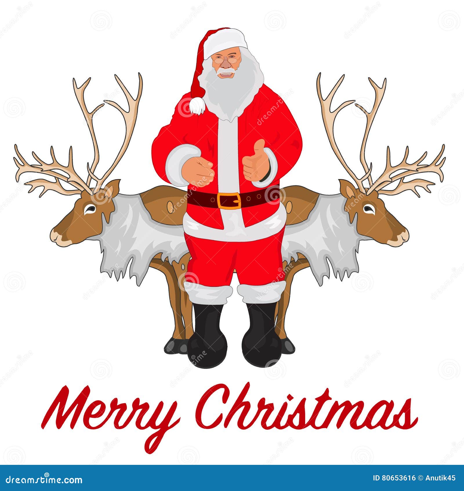 Santa Claus and Deer, Vector Illustration Stock Vector - Illustration ...