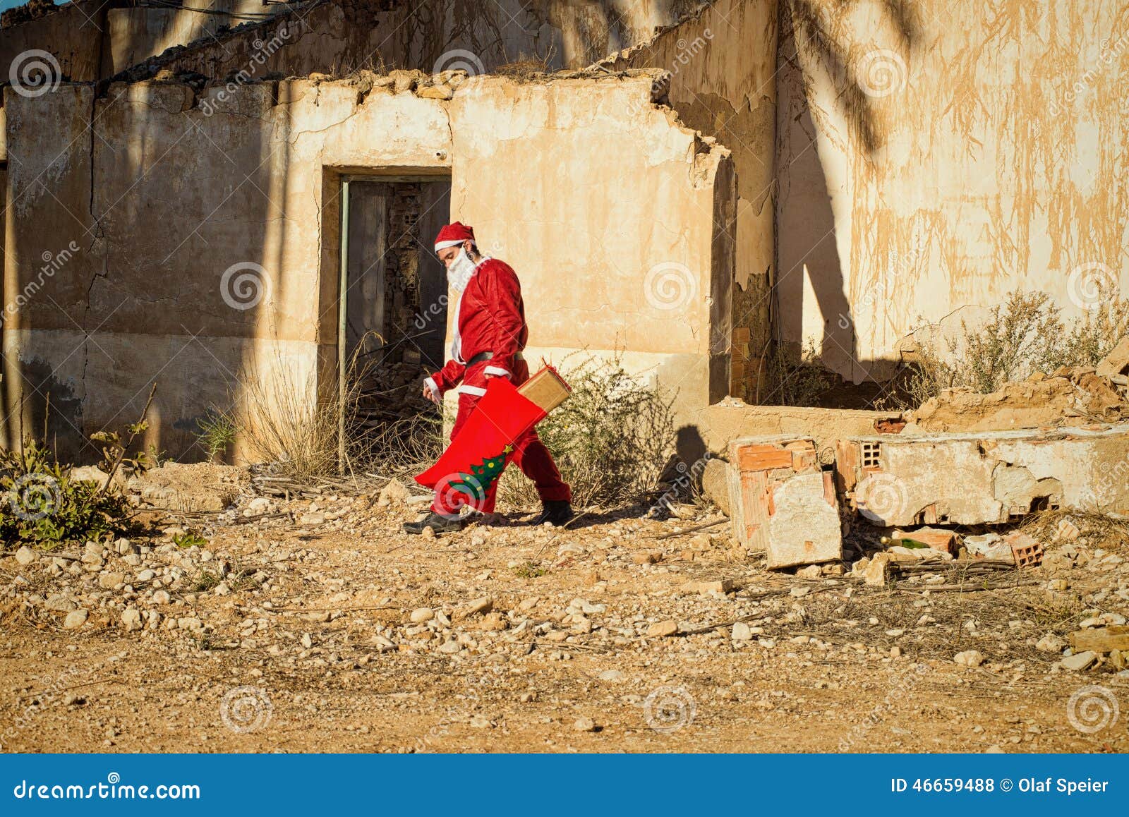Santa Claus in depression stock photo. Image of sack - 46659488