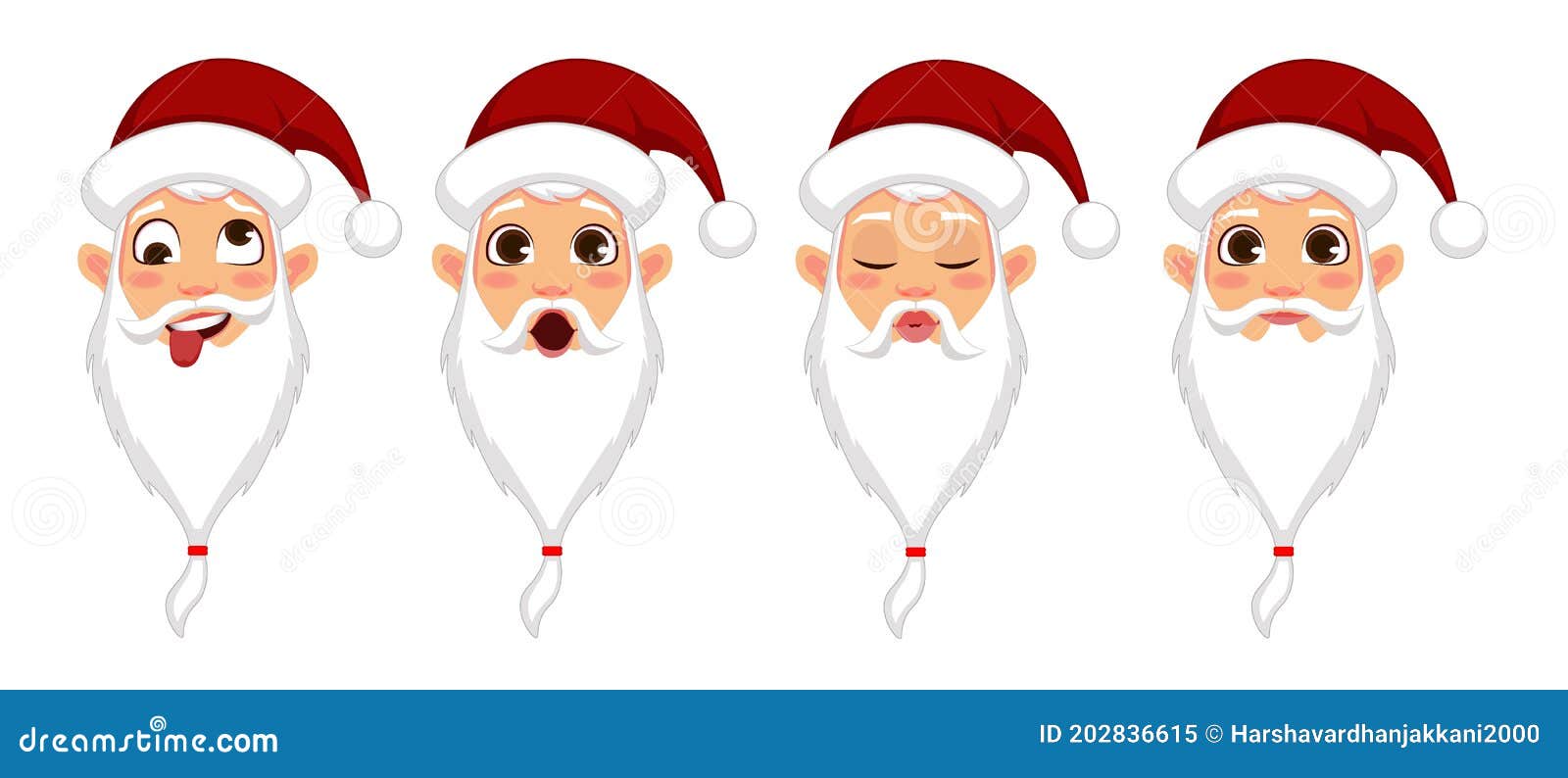 Santa Claus with Different Facial Expressions Set Stock Illustration ...