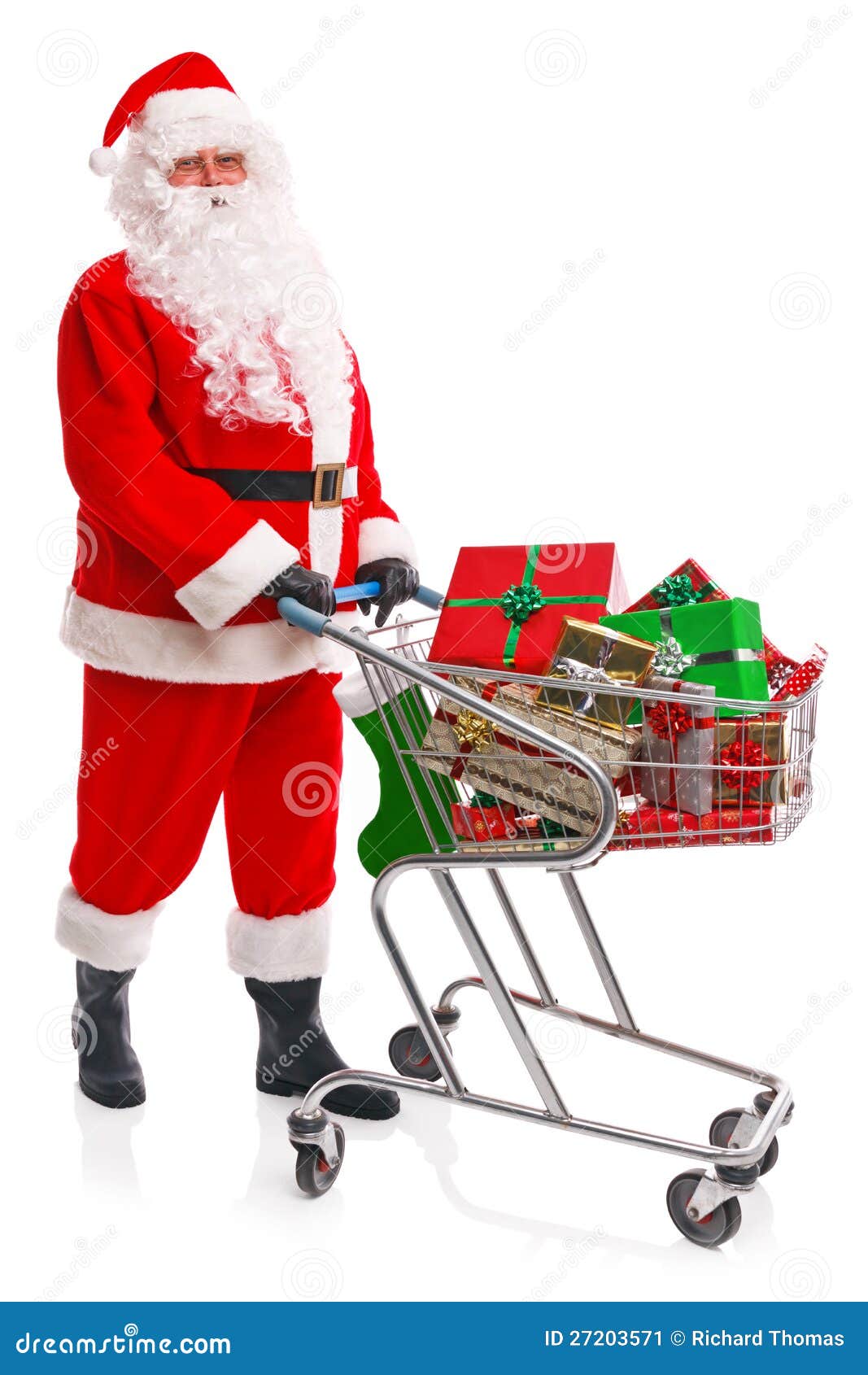 Santa Claus Doing His Christmas Shopping Stock Image - Image of paper ...