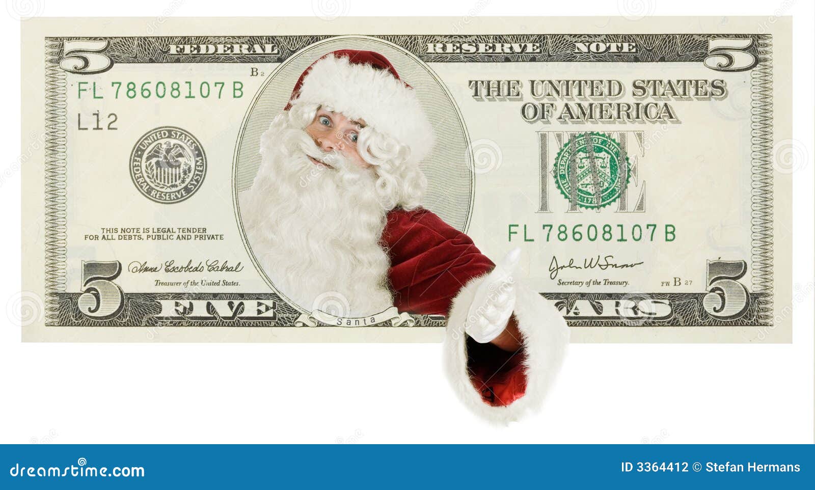 Santa Claus on Dollar Banknote Stock Photo - Image of money, currency ...