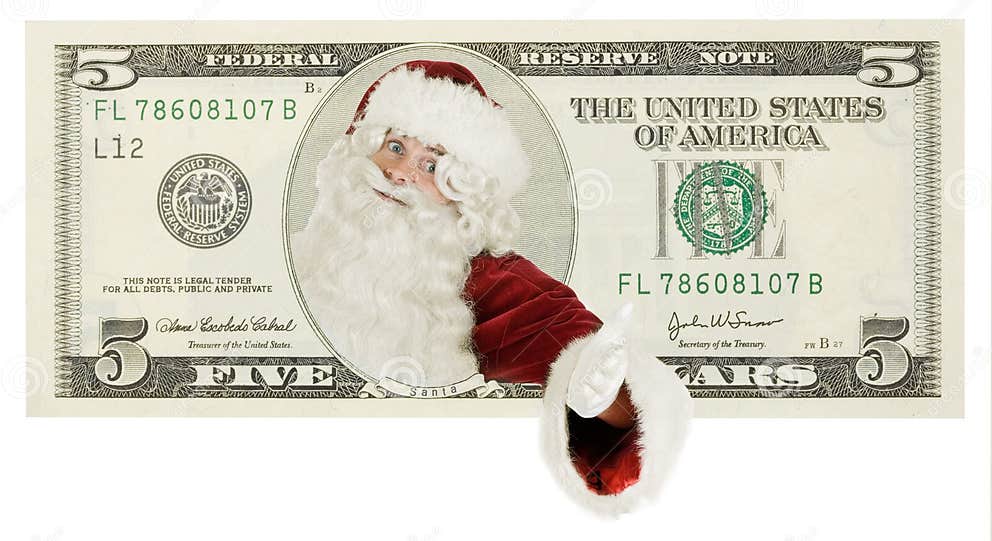 Santa Claus on Dollar Banknote Stock Photo - Image of money, currency ...