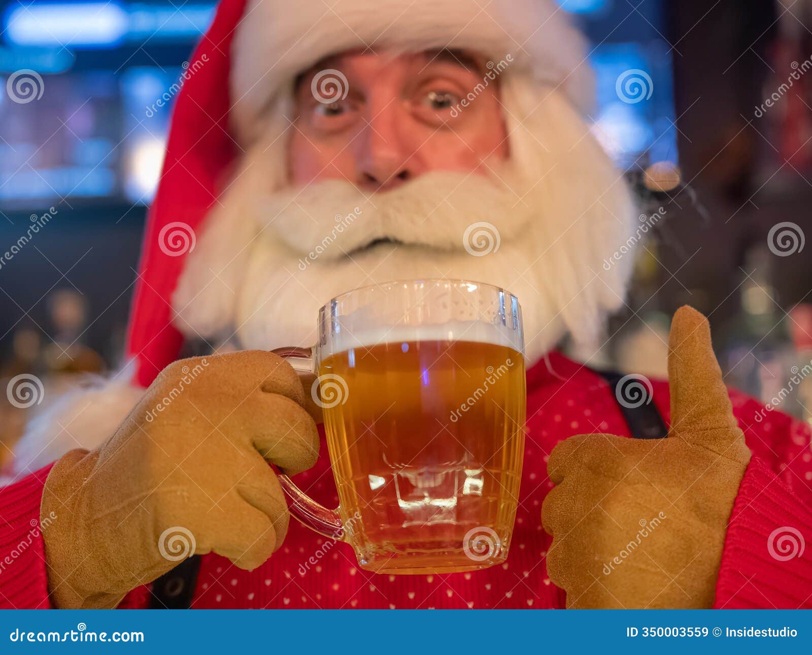Santa Claus Drinking Beer at a Bar. Stock Image - Image of december ...