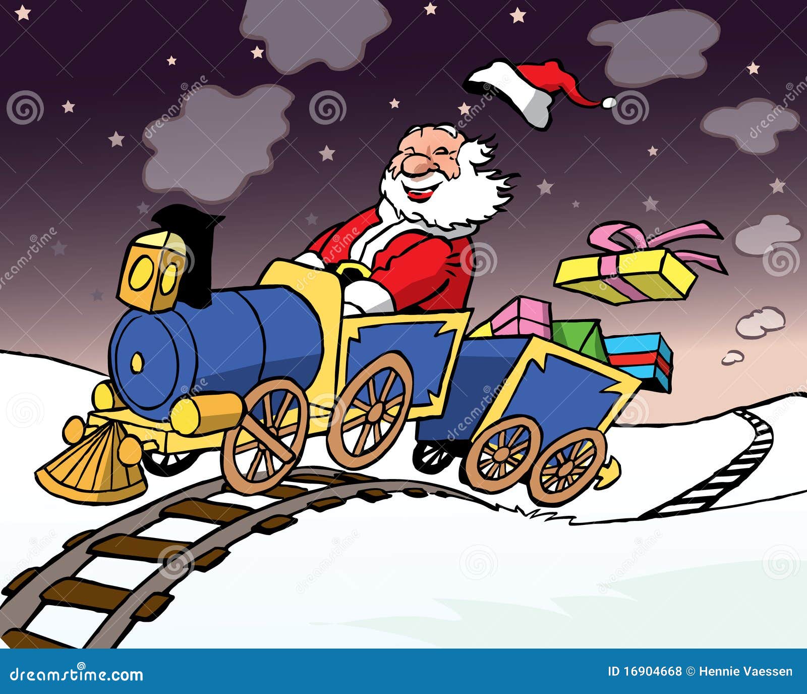 Santa Claus Driving A Train With Gifts Royalty Free Stock Photos ...