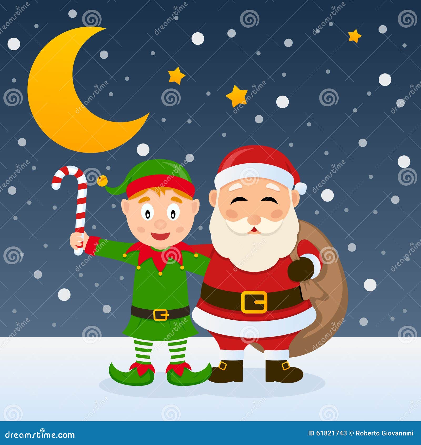 Santa Claus E Duende Verde Do Natal Ilustração do Vetor - Ilustração de ...