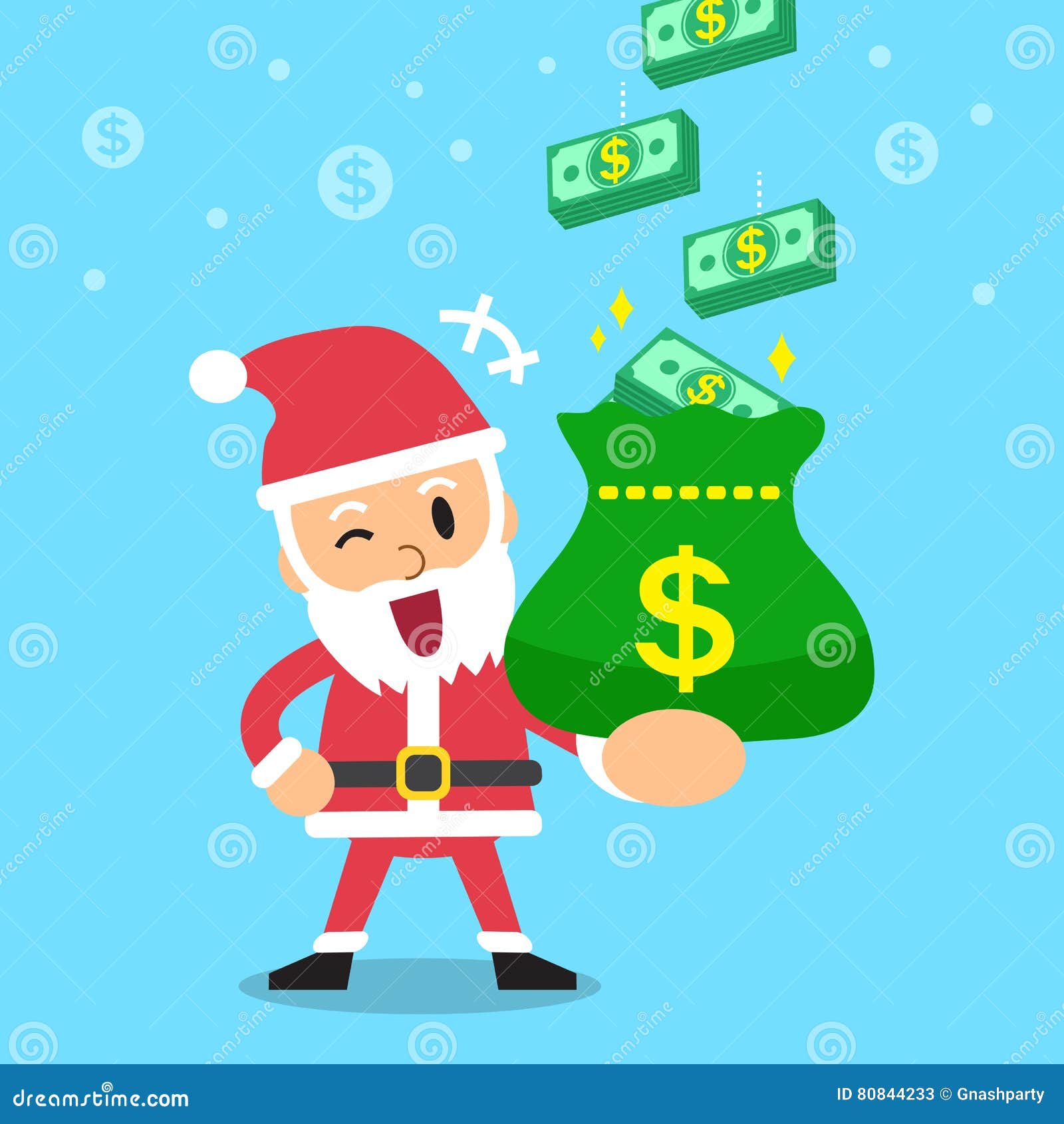 Santa Claus Earning Money Stack Stock Vector - Illustration of cash ...