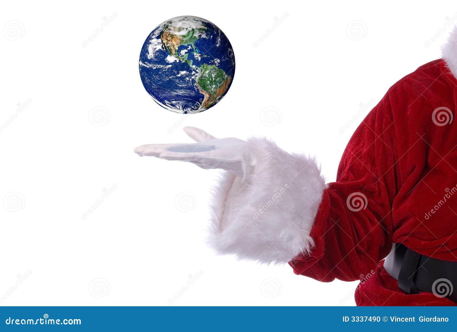 Santa Claus with earth stock photo. Image of proposal - 3337490