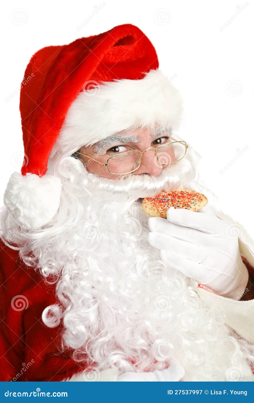 Santa Claus Eating Christmas Cookie Stock Image - Image of gloves ...