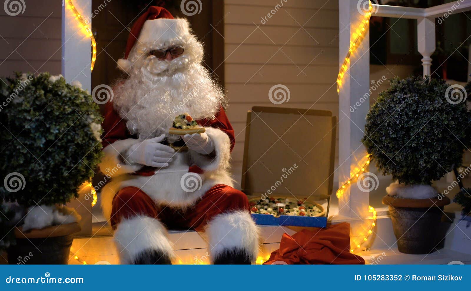 Santa claus eats pizza stock footage. Video of santa - 105283352