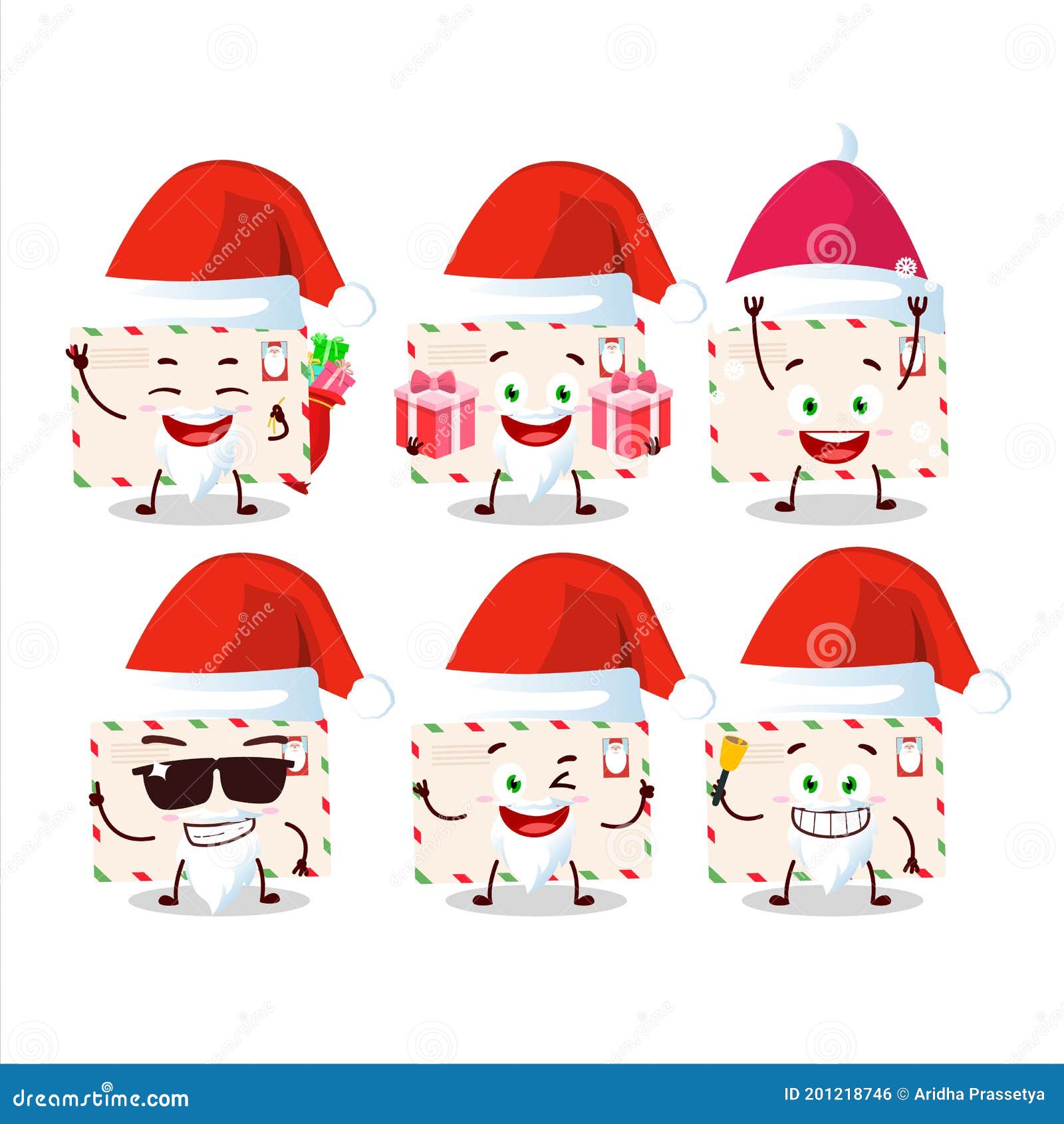 Santa Claus Emoticons with Santa Envelopes Cartoon Character Stock ...