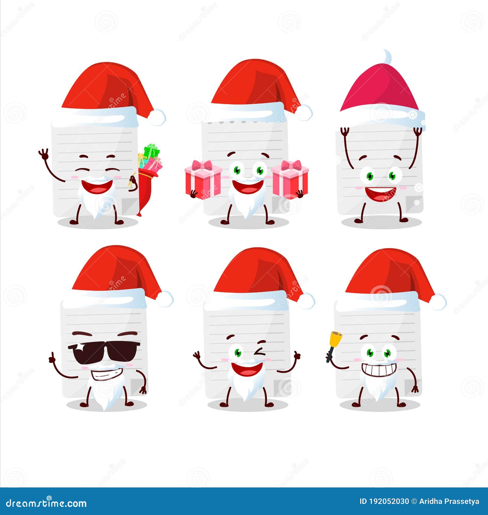 Santa Claus Emoticons with Sticky Notes Cartoon Character Stock Vector ...