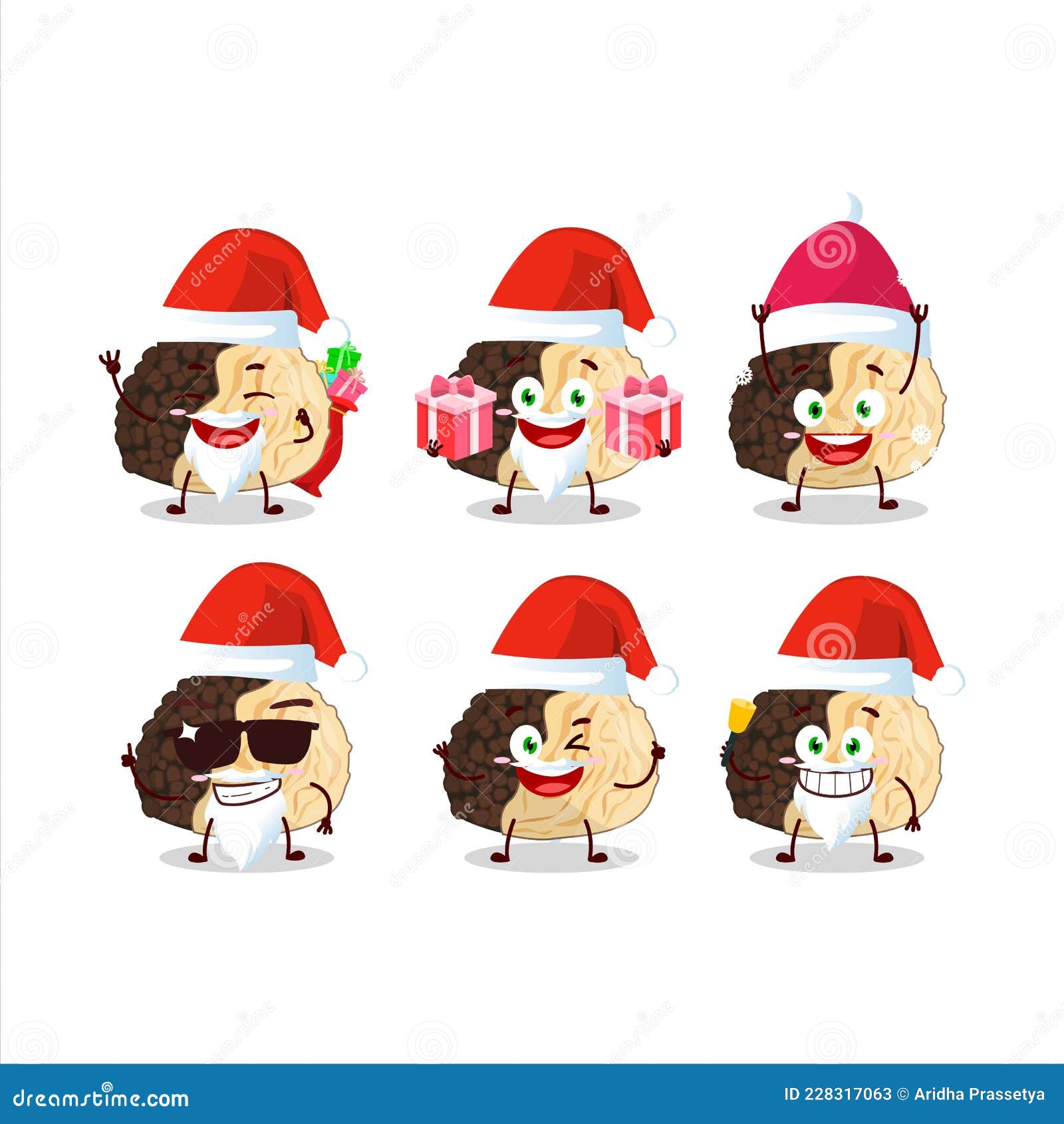 Santa Claus Emoticons with Truffle Cartoon Character Stock Vector ...