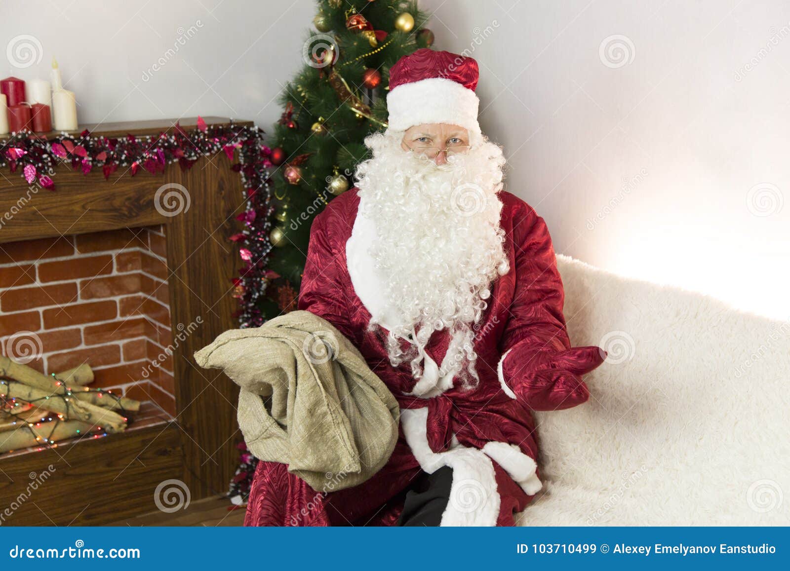 Santa Claus with an Empty Bag. Stock Image - Image of costume ...