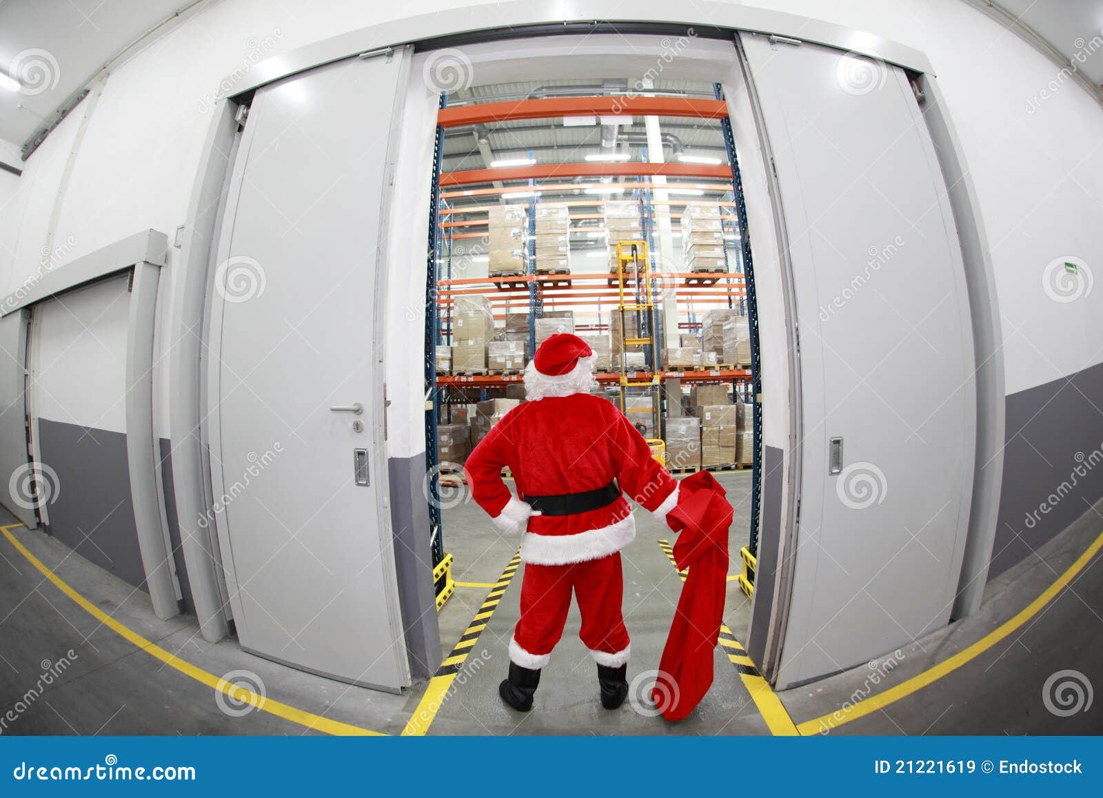Santa Claus with Empty Sack Doing Wholesale Shopp Stock Image - Image ...