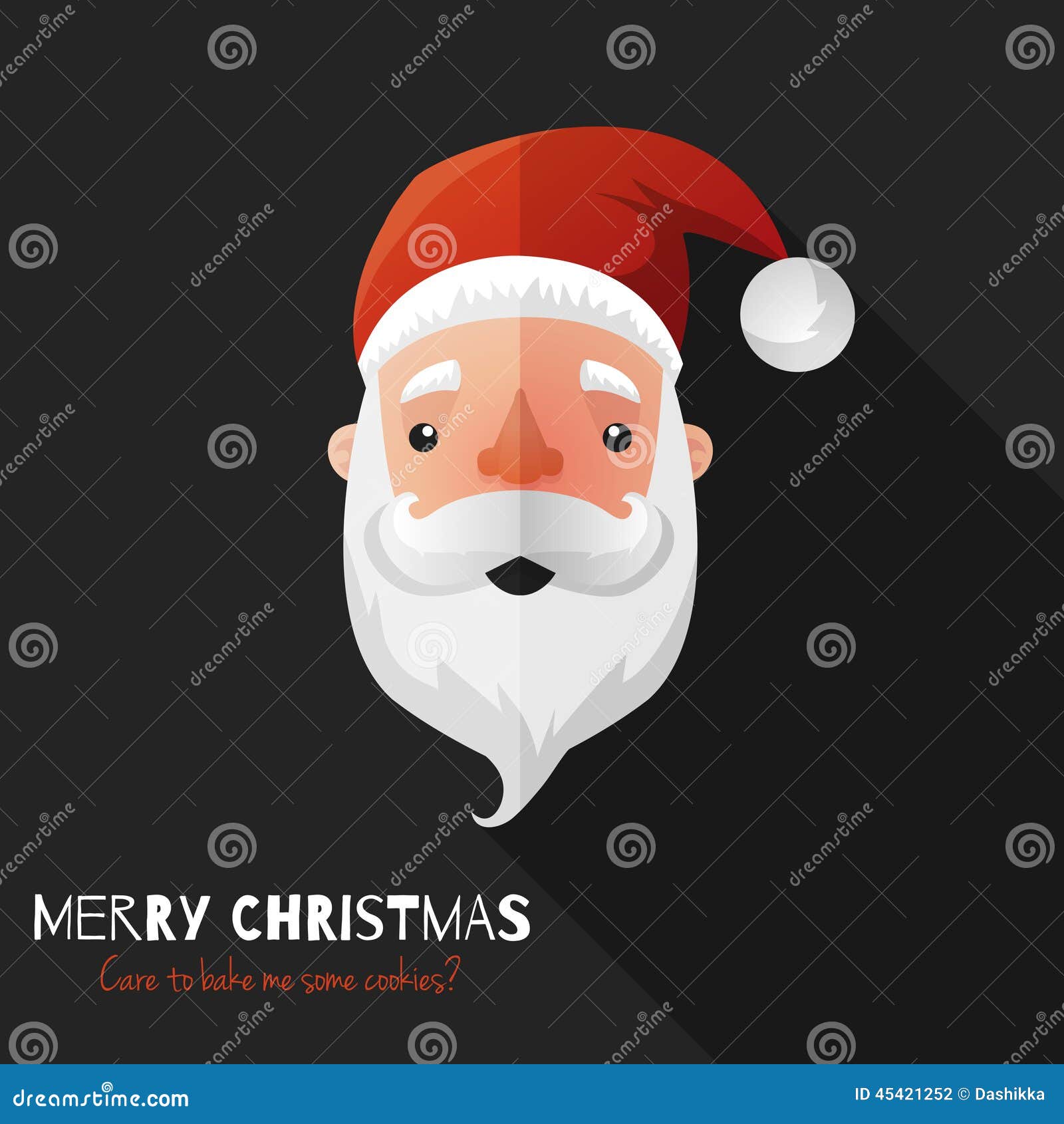 Santa Claus Face with Flat Design Stock Vector - Illustration of poster ...