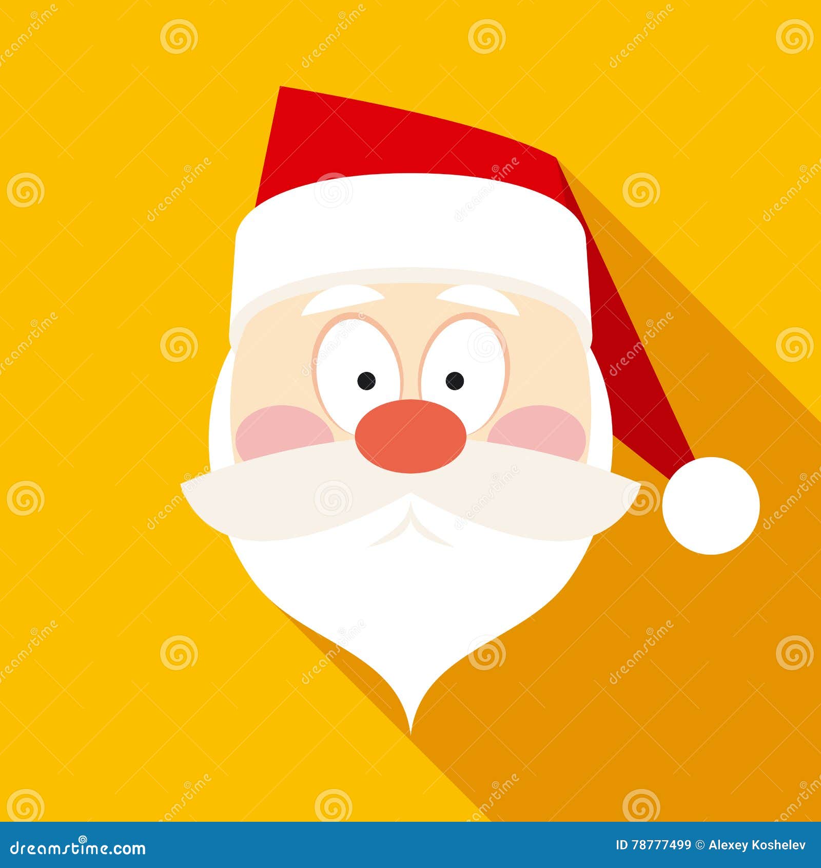 Santa Claus Face in Flat Style with Long Shadows Stock Illustration ...