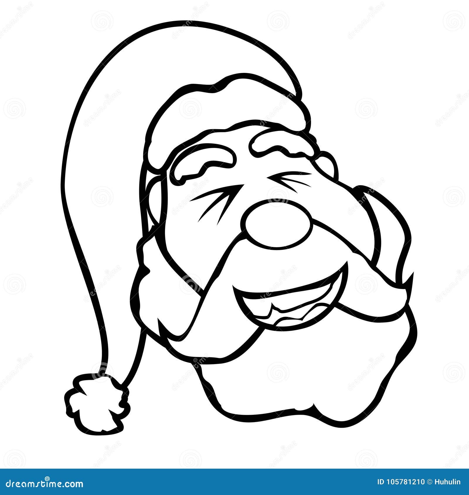Santa claus face outline stock vector. Illustration of isolated - 105781210