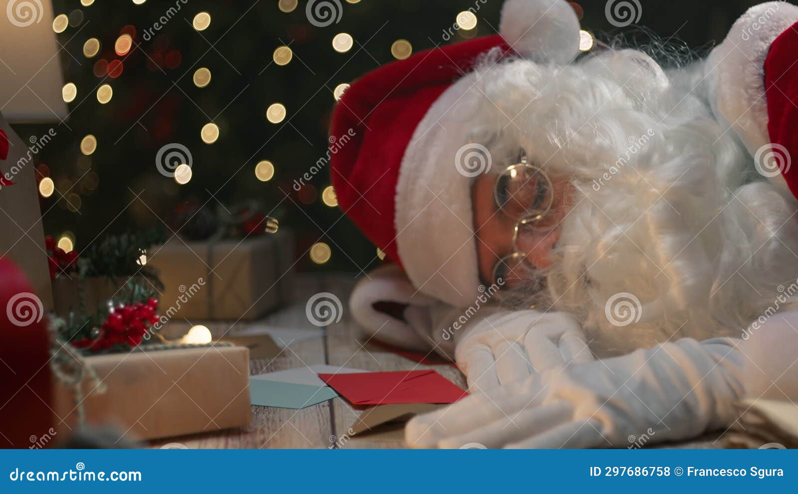 Santa Claus Falling Asleep at His Desk Stock Footage - Video of beard ...