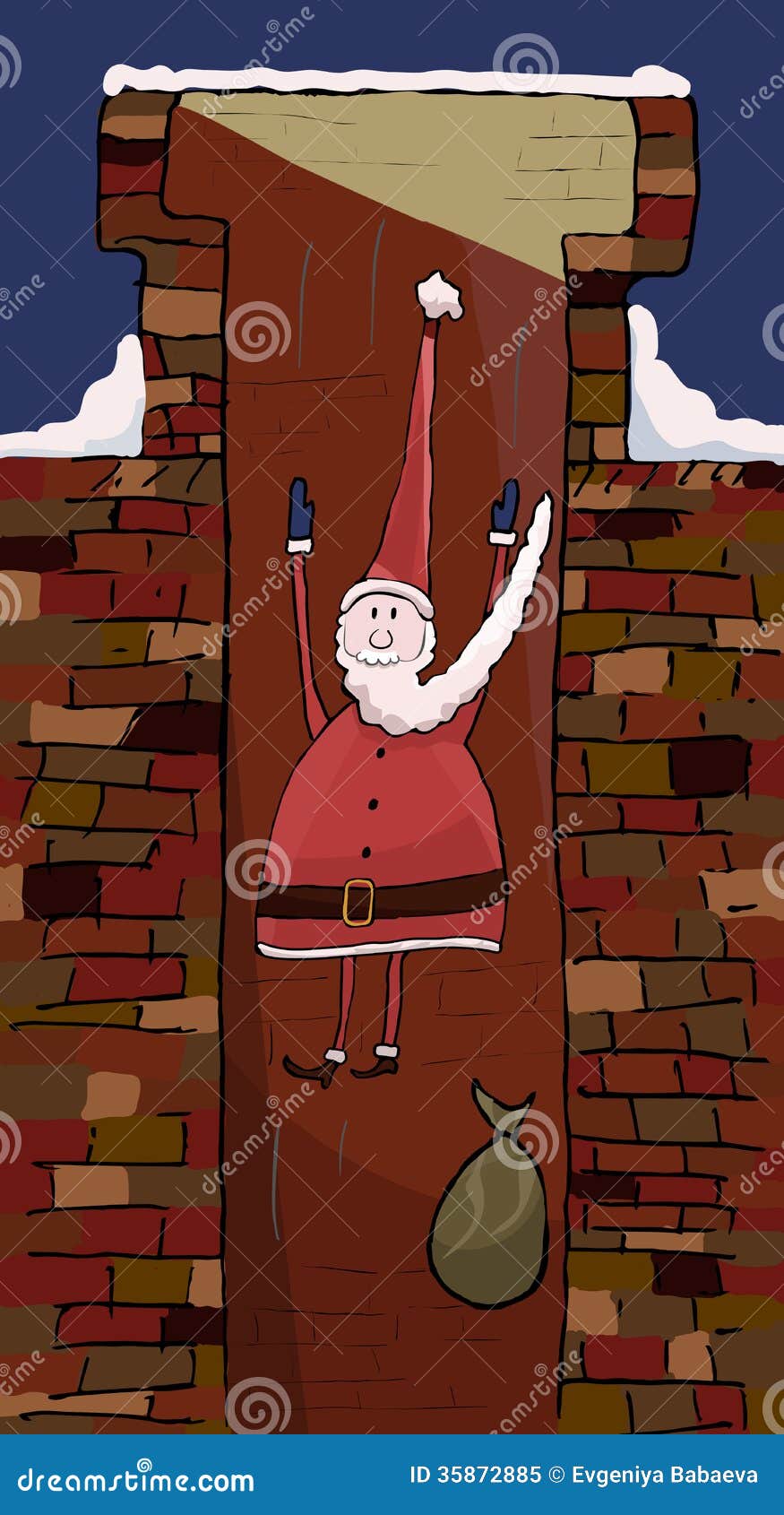 Santa Claus Falling in a Brick Chimney. Stock Vector - Illustration of ...