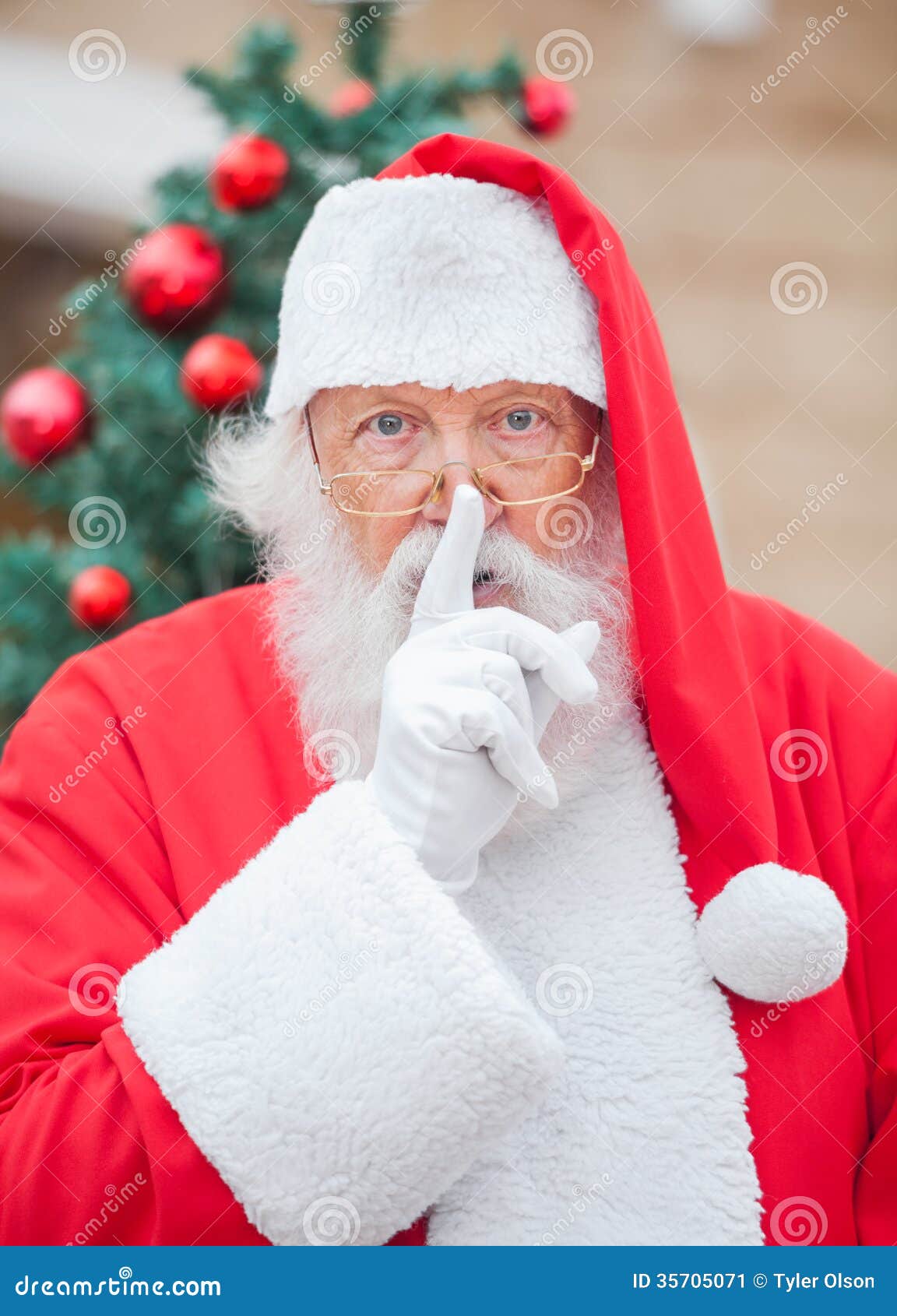 Santa Claus with Finger on Lips Stock Image - Image of saint, christmas ...