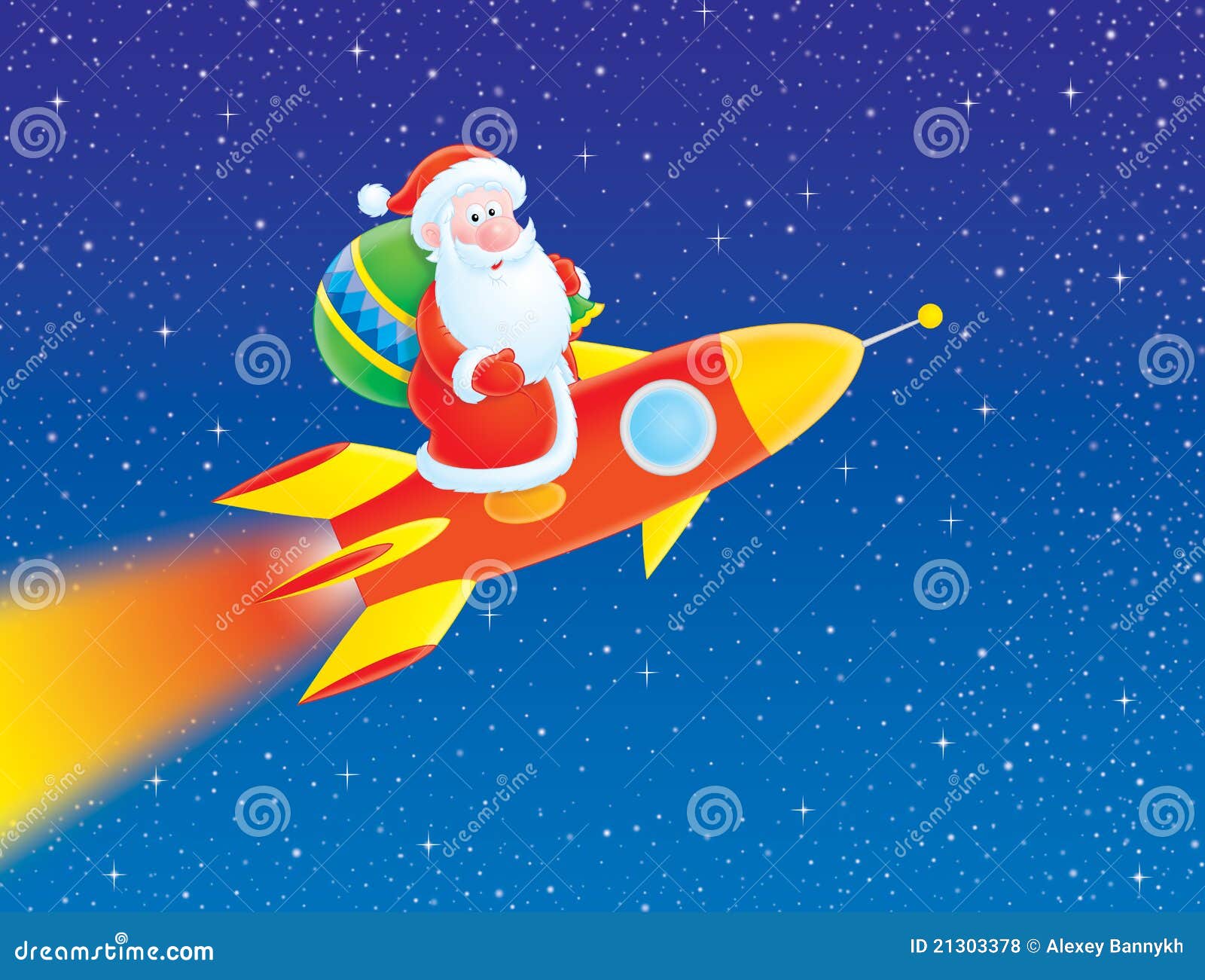 Santa Claus Flies On A Rocket Royalty Free Stock Photos - Image: 21303378