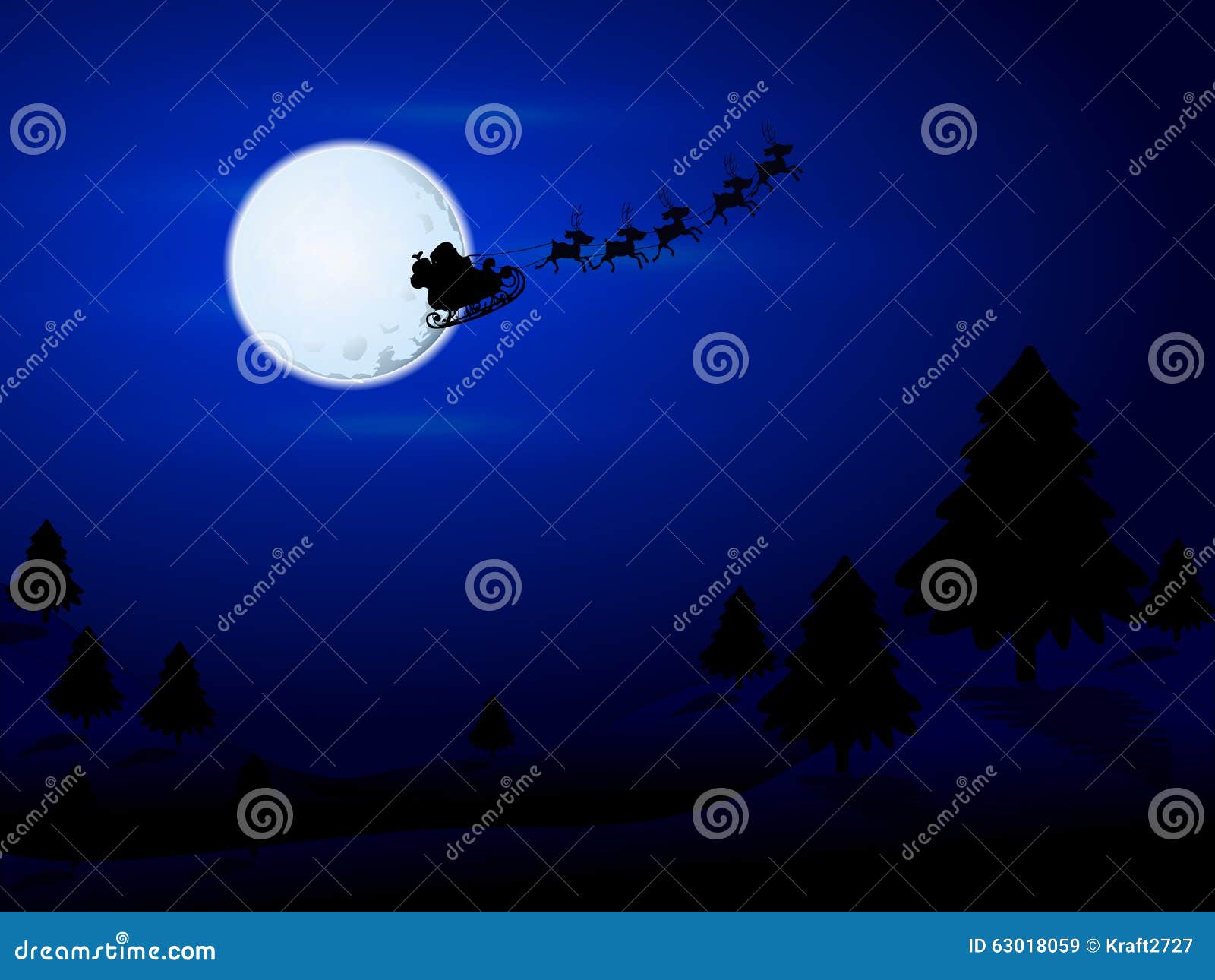 Santa Claus Flying Over the Moon Stock Vector - Illustration of night ...