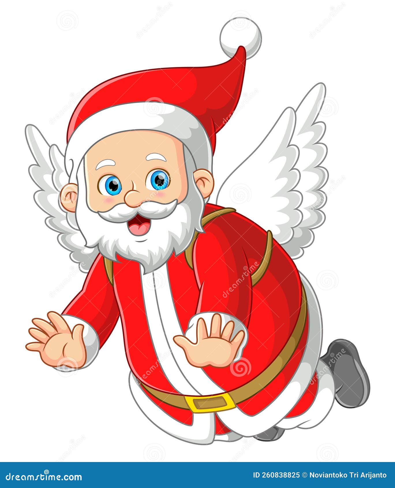 Santa Claus Flying with Using Wings Costume Stock Vector - Illustration ...