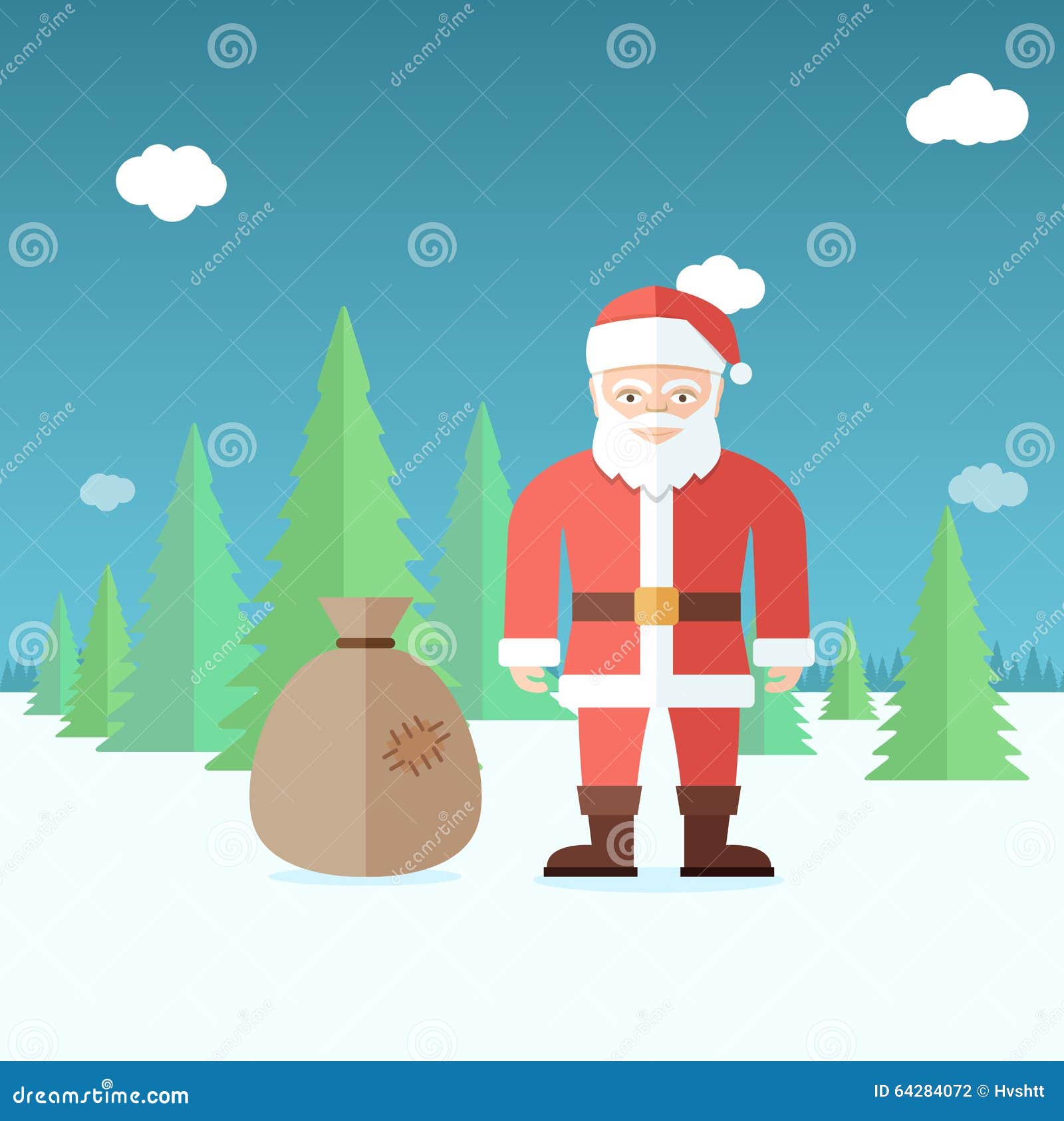 Santa Claus in the Forest. Flat Illustration Stock Illustration ...