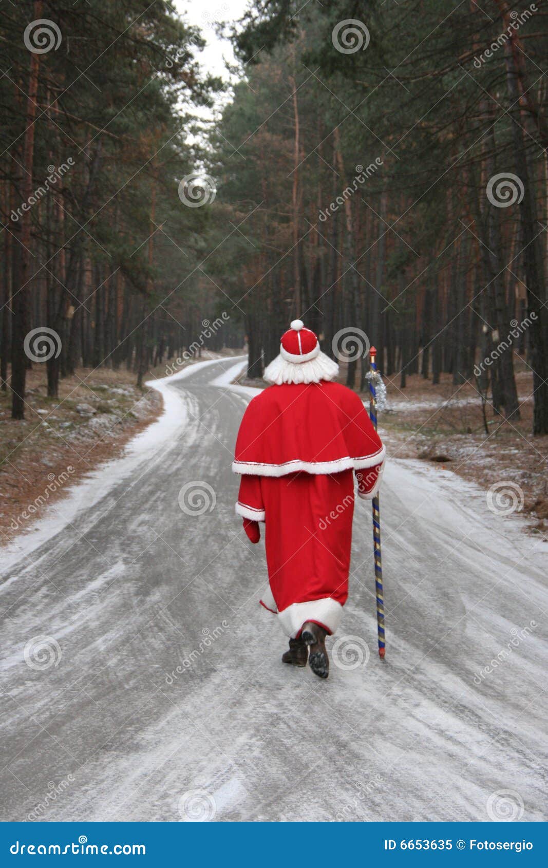 Santa Claus on Forest Road 6 Stock Image - Image of saint, forest: 6653635