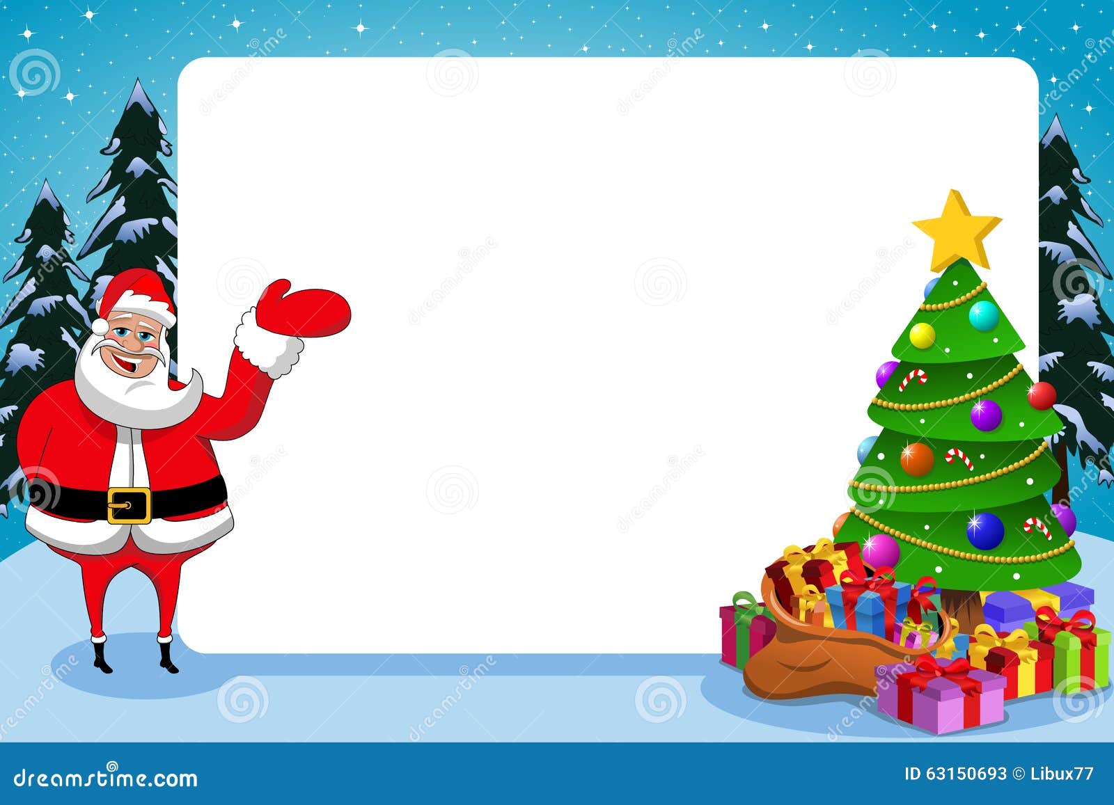 Santa Claus Frame Xmas Tree Ilustración del Vector - Ilustración de ...