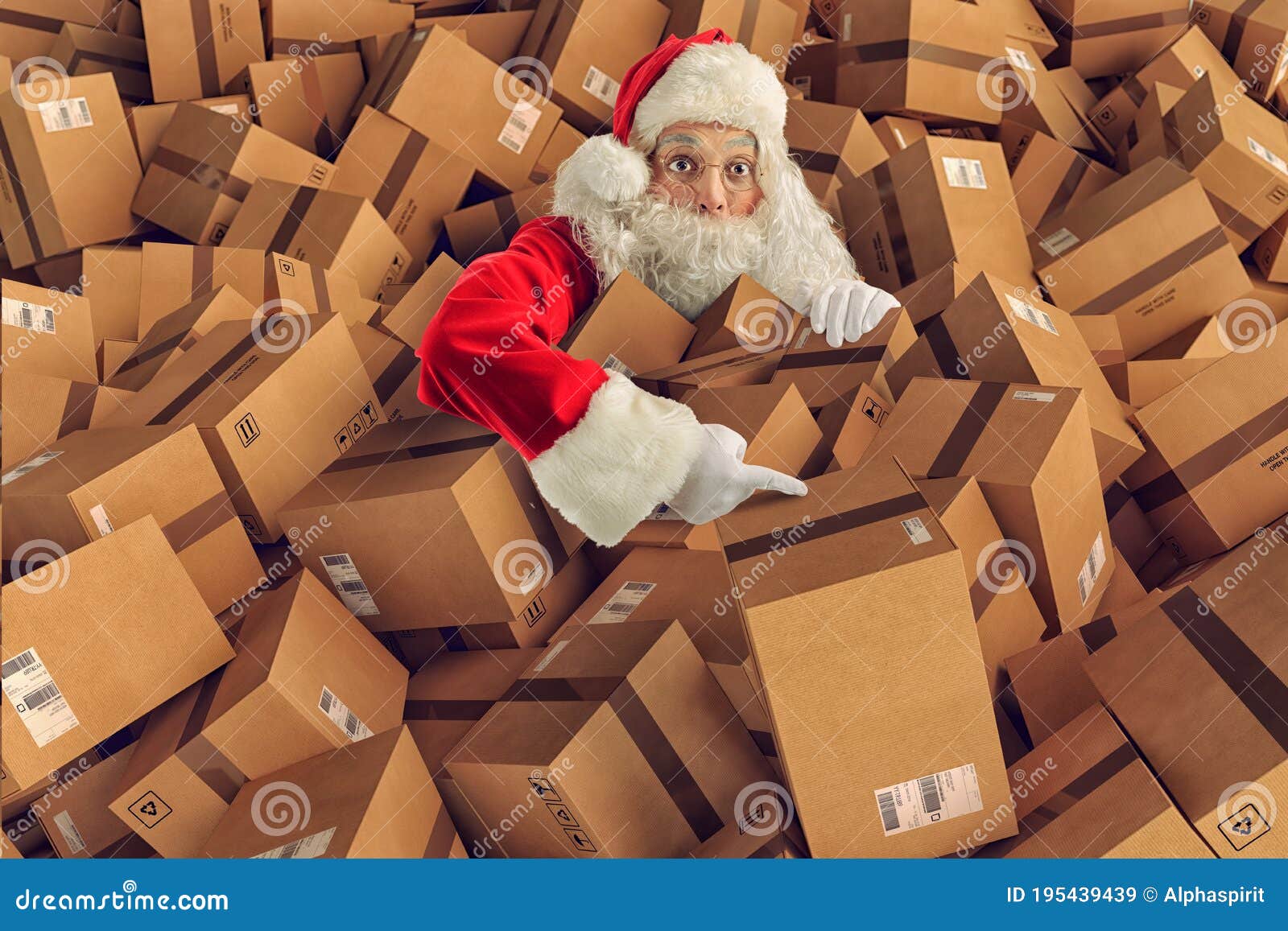 Santa Claus is Full of Presents and Boxes To Delivery Stock Image ...