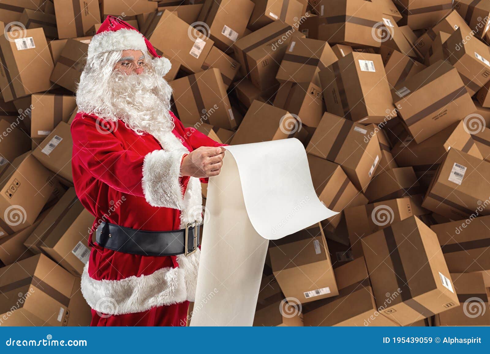 Santa Claus is Full of Presents Request and Boxes To Delivery Stock ...