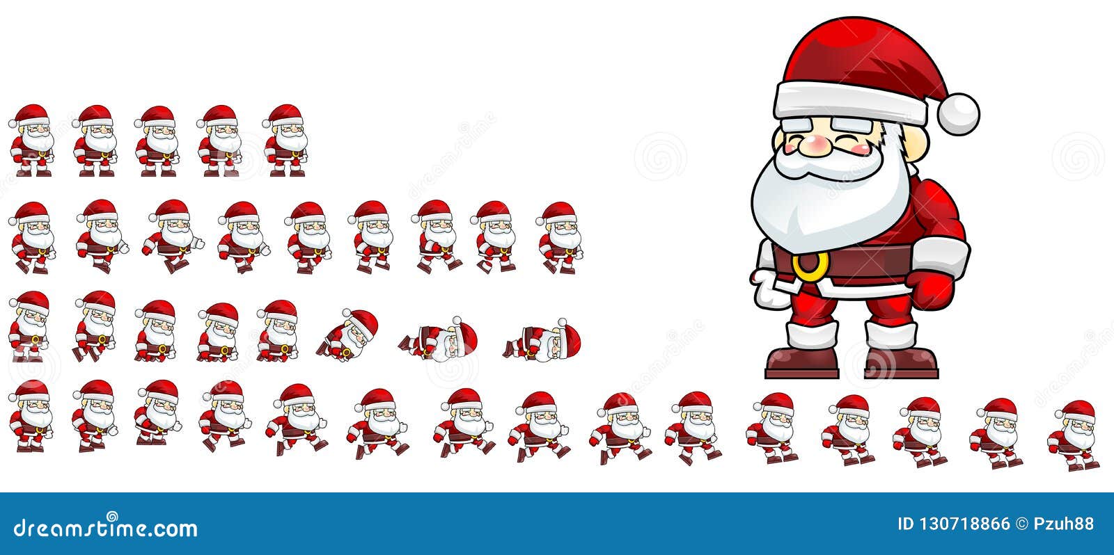 Santa Claus Game Character Sprite Animada Ilustración del Vector ...