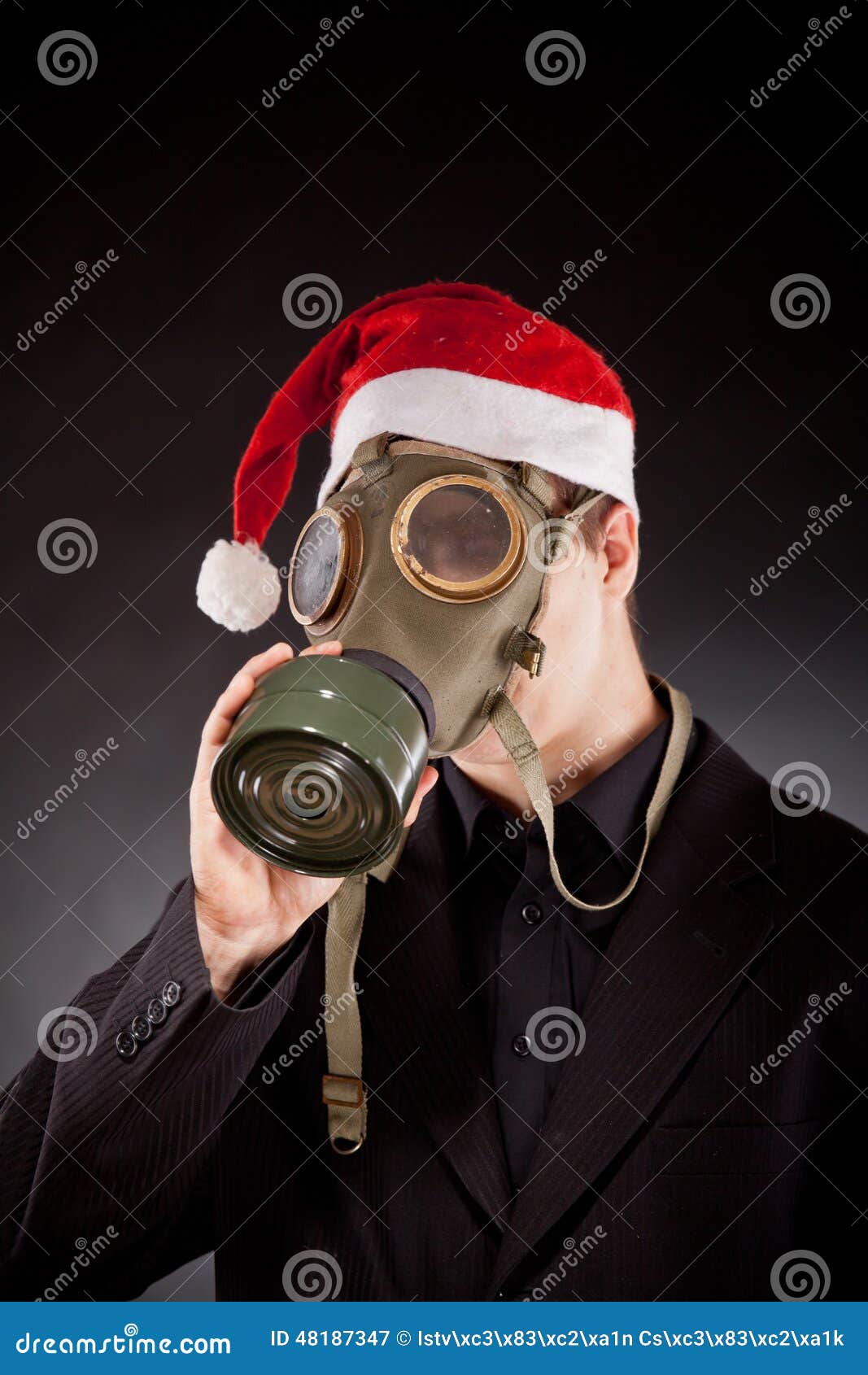 Santa claus with gas mask stock image. Image of caucasian - 48187347