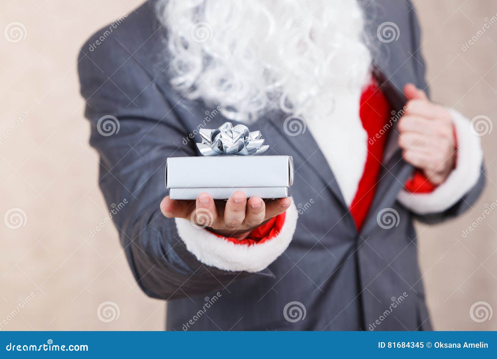 Santa Claus with gift box stock image. Image of period - 81684345