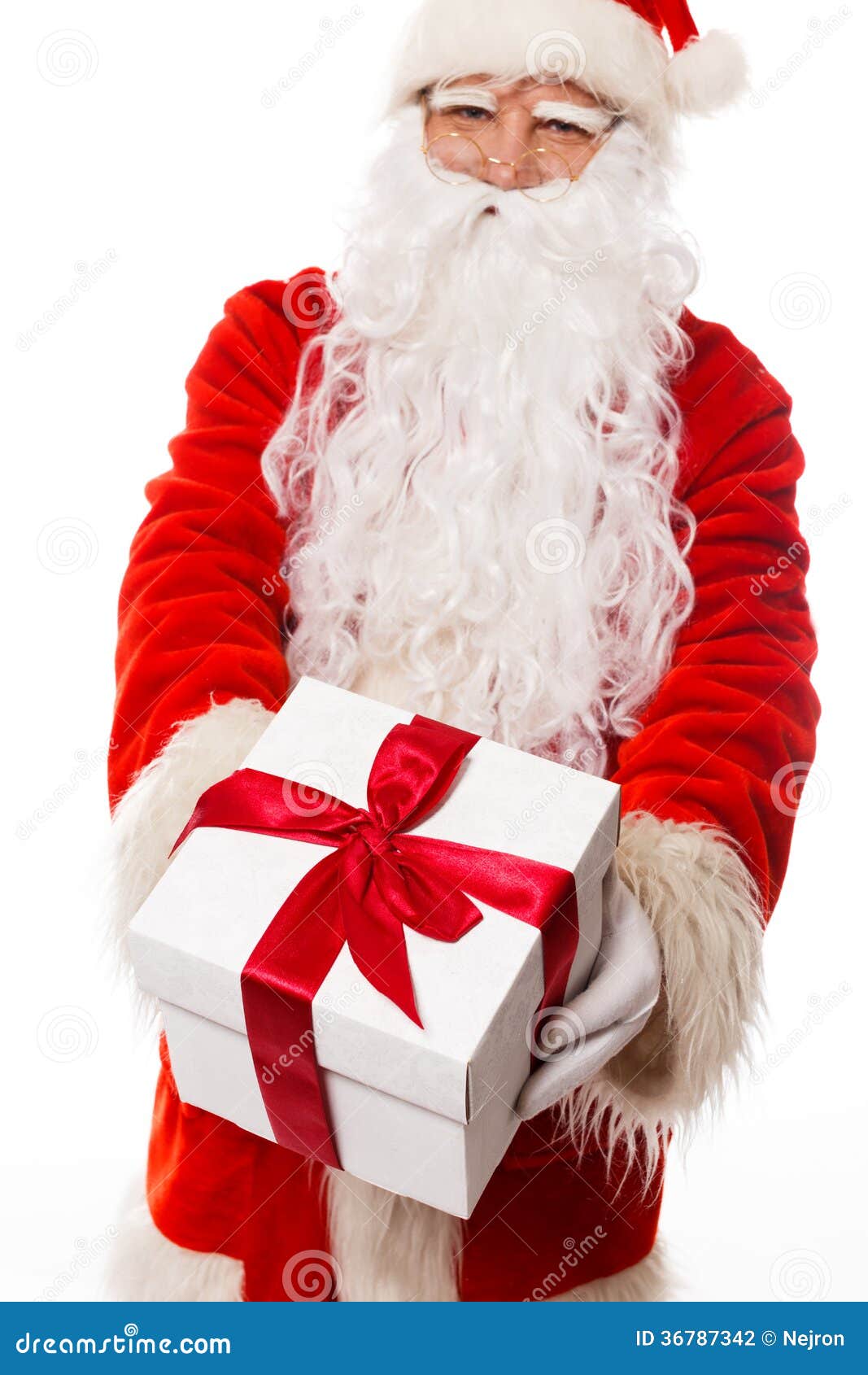 Santa Claus with gift box stock photo. Image of greeting - 36787342