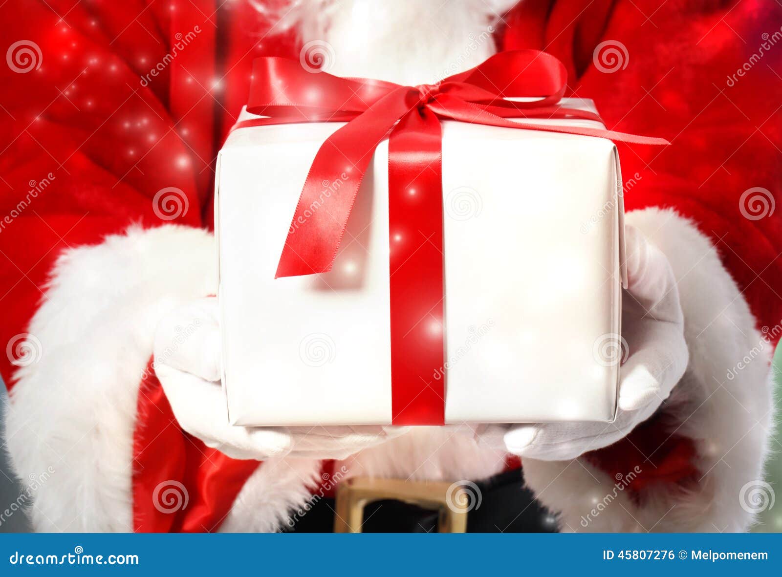 Santa Claus with Gift Box stock photo. Image of hands - 45807276