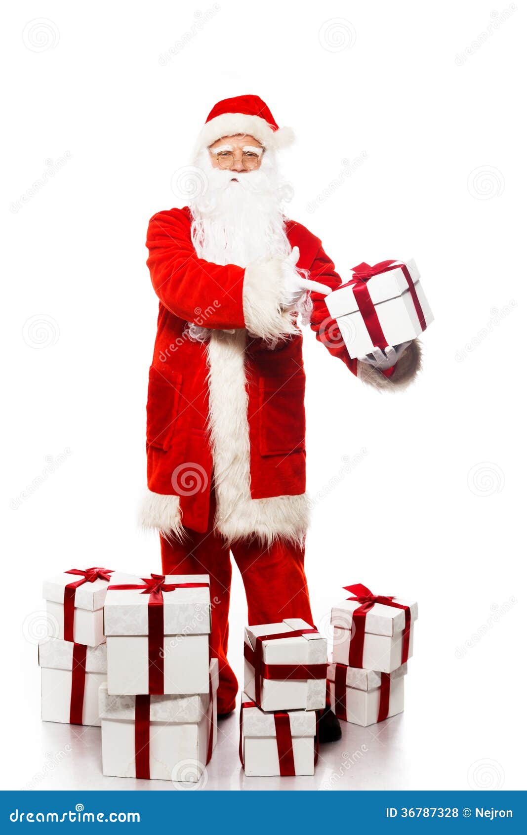 Santa Claus with Gift Boxes Stock Photo - Image of holiday, festival ...