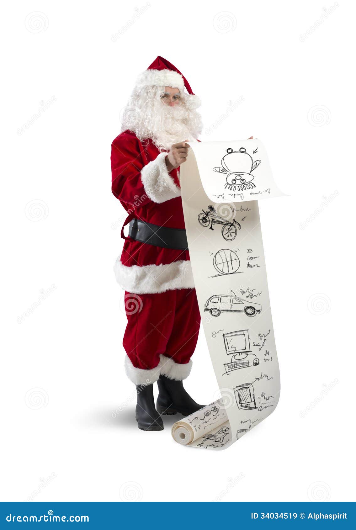 Santa Claus with Gifts List Stock Image - Image of reading, santa: 34034519