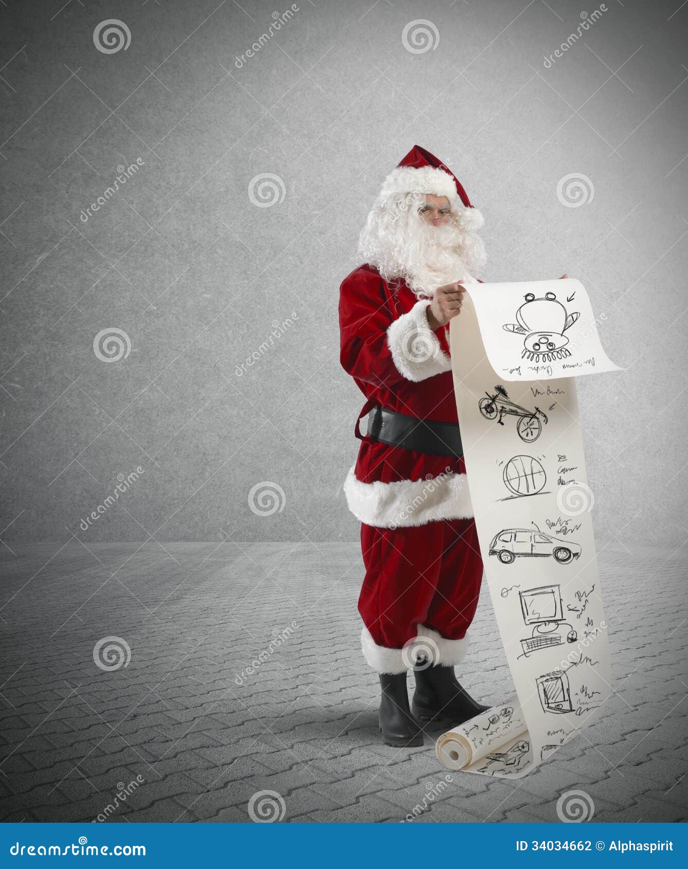 Santa Claus with Gifts List Stock Photo - Image of present, person ...
