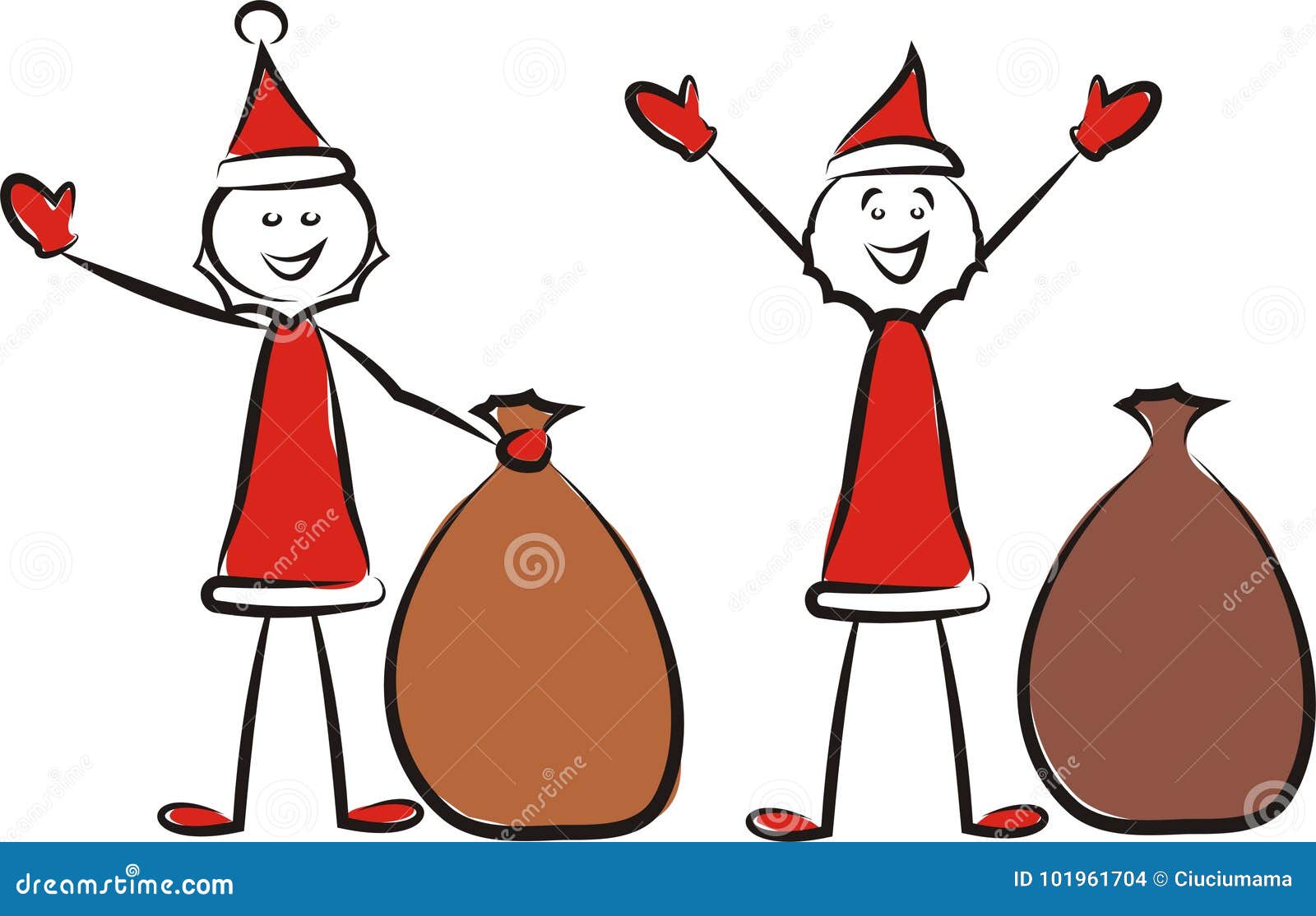 Santa claus with gifts stock vector. Illustration of stick - 101961704